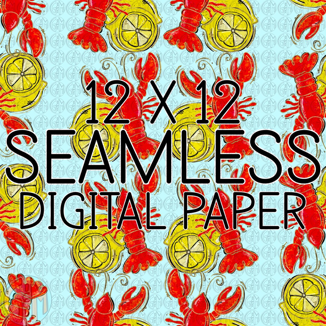 SEAMLESS Crawfish Digital Paper PNG | Sublimation Design | Hand Drawn ...