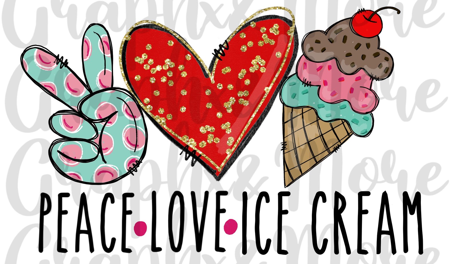 Peace. Love. Ice Cream PNG | Hand Drawn | Sublimation Design - Etsy