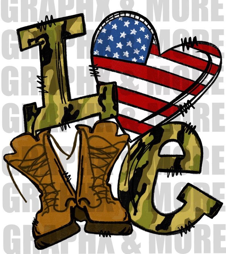 Love Military PNG Hand Drawn Sublimation Design - Etsy