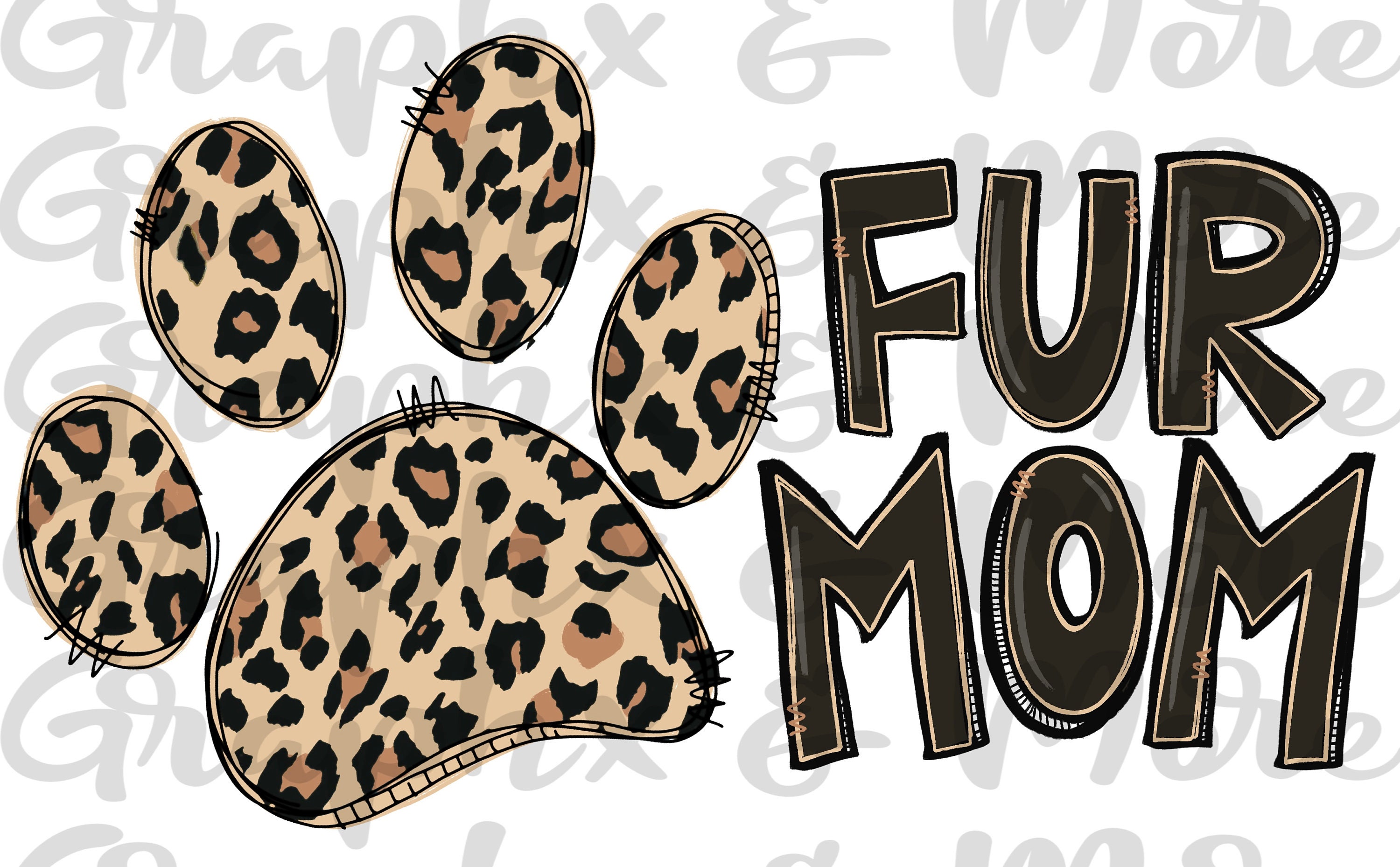 Leopard Fur Mom PNG Sublimation Design Hand Drawn | Etsy