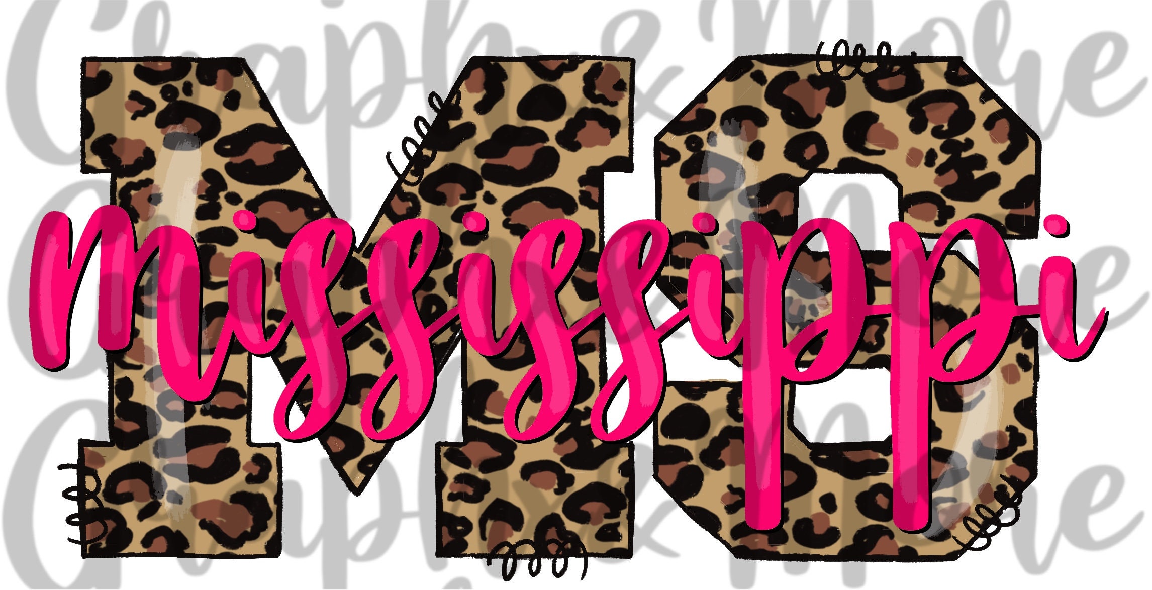 Leopard MS PNG Mississippi Sublimation Design Hand Drawn - Etsy
