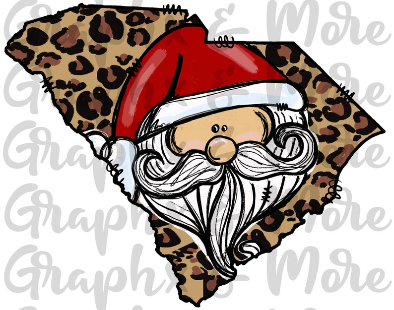 SC Leopard Santa PNG | South Carolina | 2 Variations | Sublimation ...