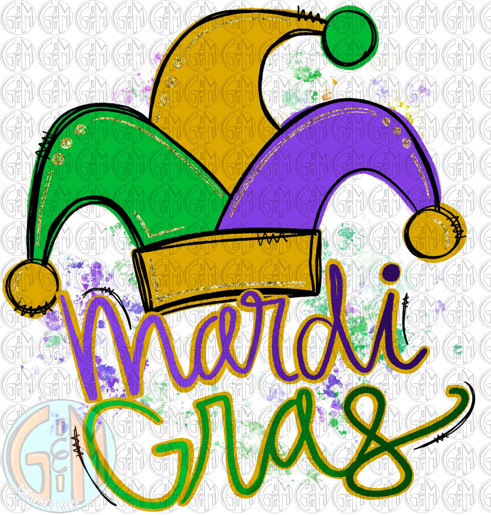 Mardi Gras Jester Hat PNG Hand Drawn Sublimation Design - Etsy