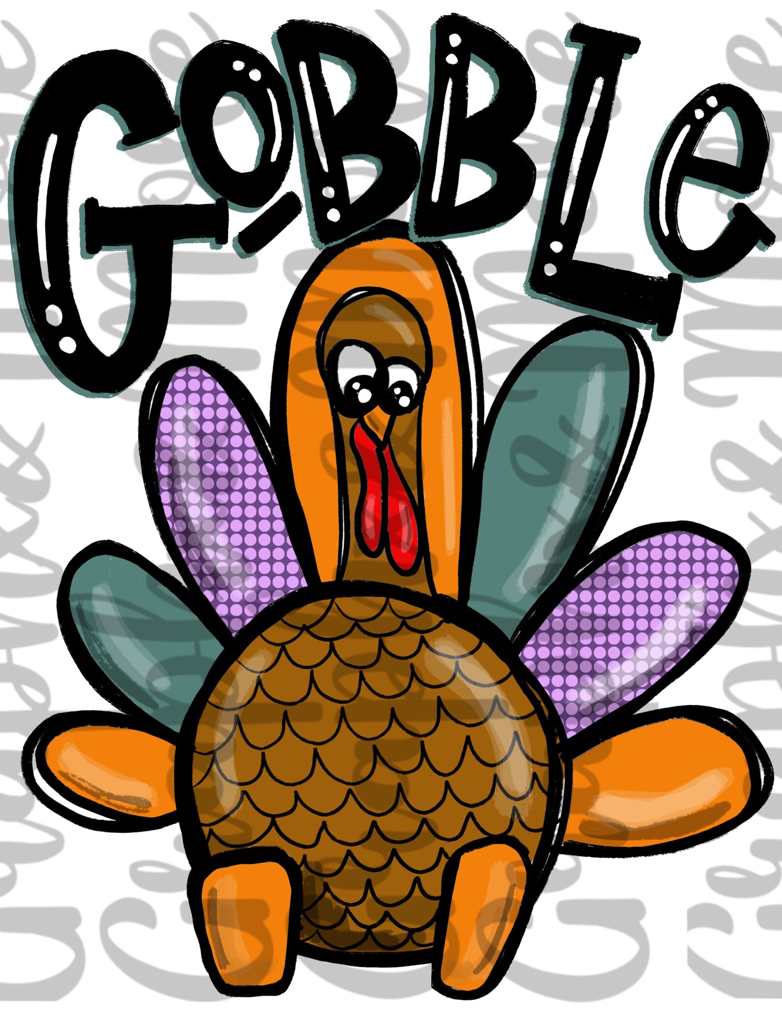 Gobble Turkey PNG Hand Drawn Sublimation Design | Etsy