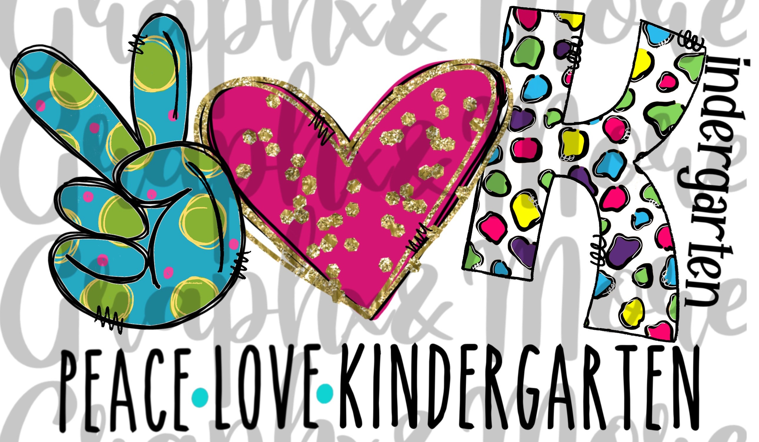 Peace. Love. Kindergarten PNG | Hand Drawn | Sublimation Design - Etsy
