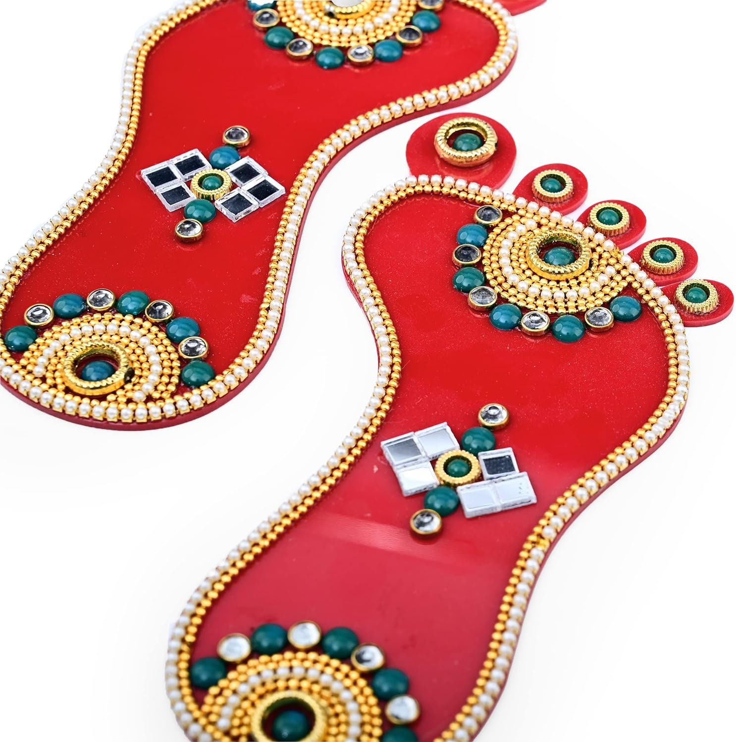Red Laxmi Charan Paduka Feet Pagla Floor Rangoli Decoration for Door ...