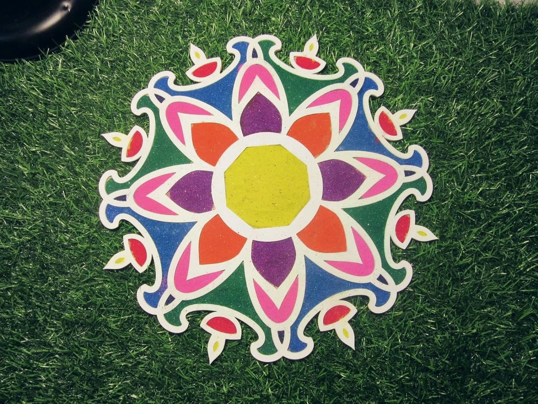 DIY MDF Readymade Round Diya Rangoli Mat Easy to Use Rangoli - Etsy UK