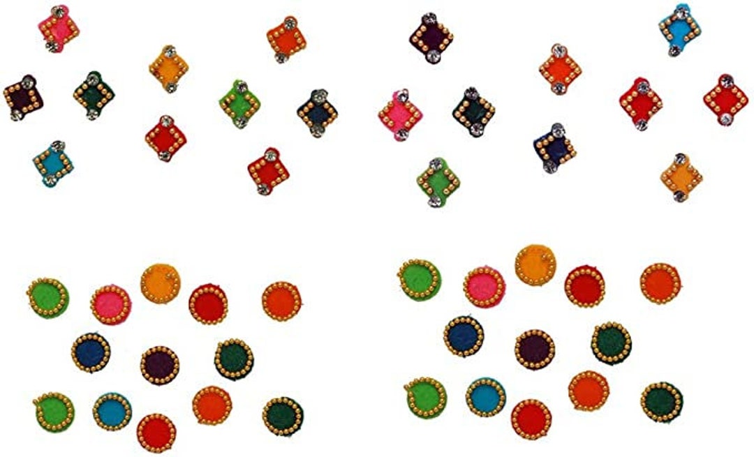 Bindi Pack of 4 Colorful Crystal Indian Bindis for Forhead Designer ...