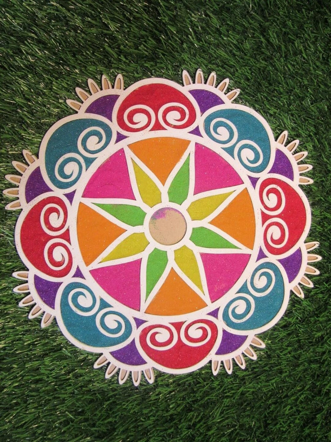 DIY MDF Readymade Round Flower Rangoli Mat Easy to Use Rangoli - Etsy