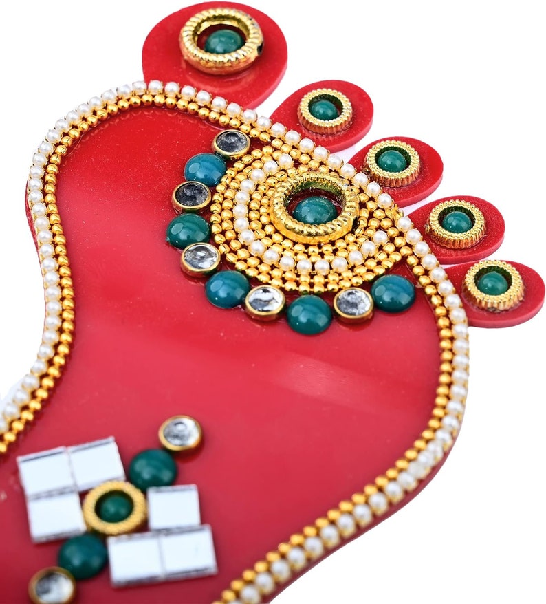 Red Laxmi Charan Paduka Feet Pagla Floor Rangoli Decoration for Door ...