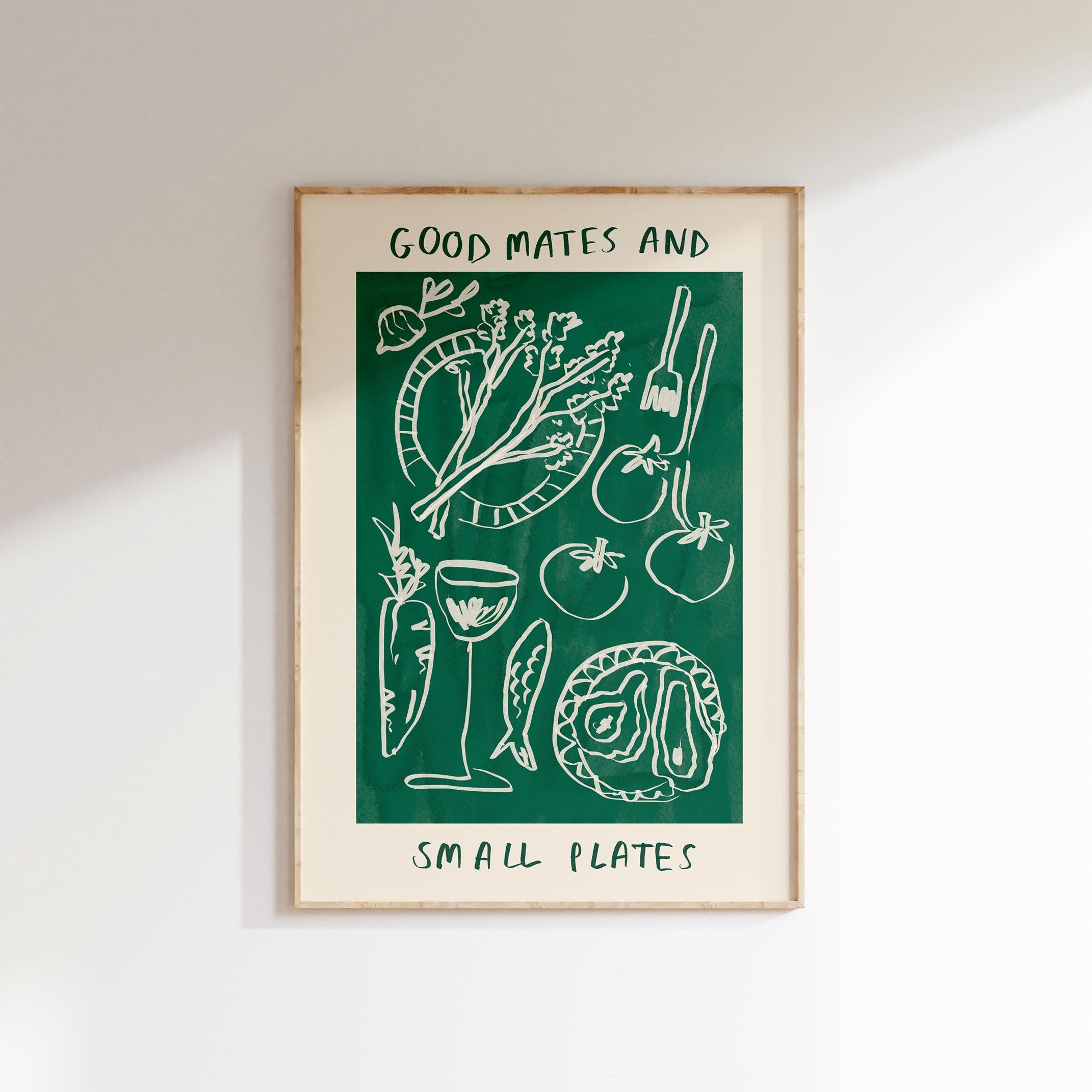 Good Mates and Small Plates Wall Print | Tapas Food and Drink Poster ...