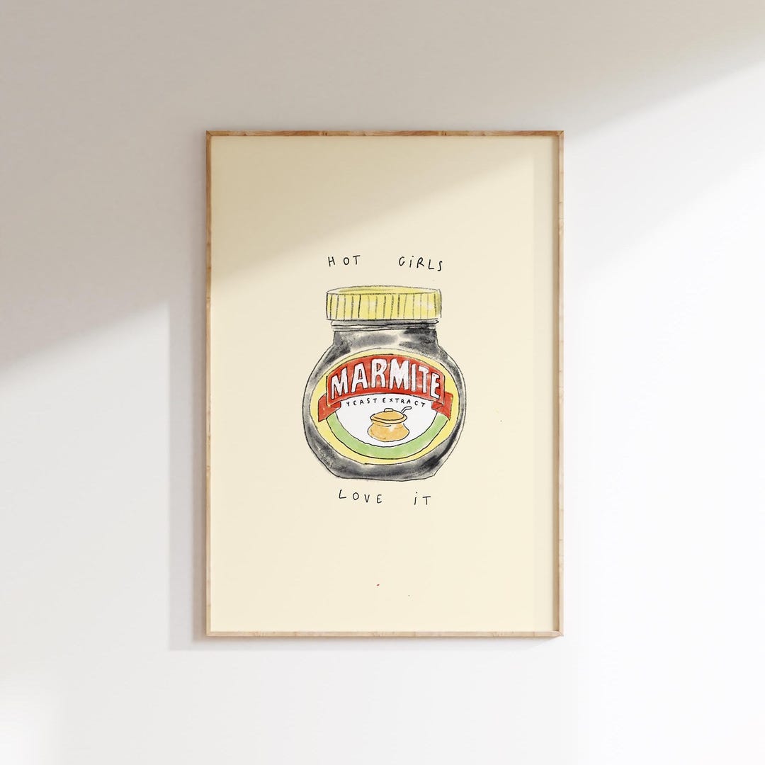 Hot Girls Love It Marmite Wall Print | Marmite Vegemite Illustration ...