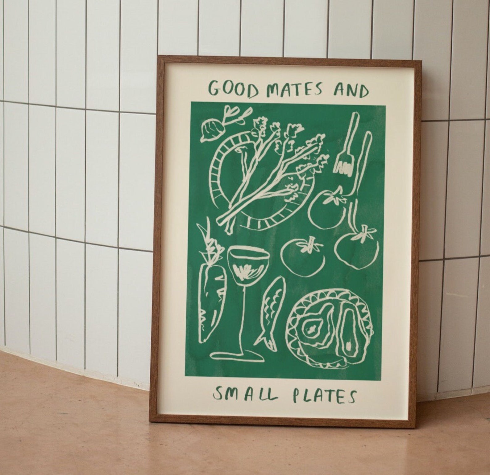 Good Mates and Small Plates Wall Print | Tapas Food and Drink Poster ...