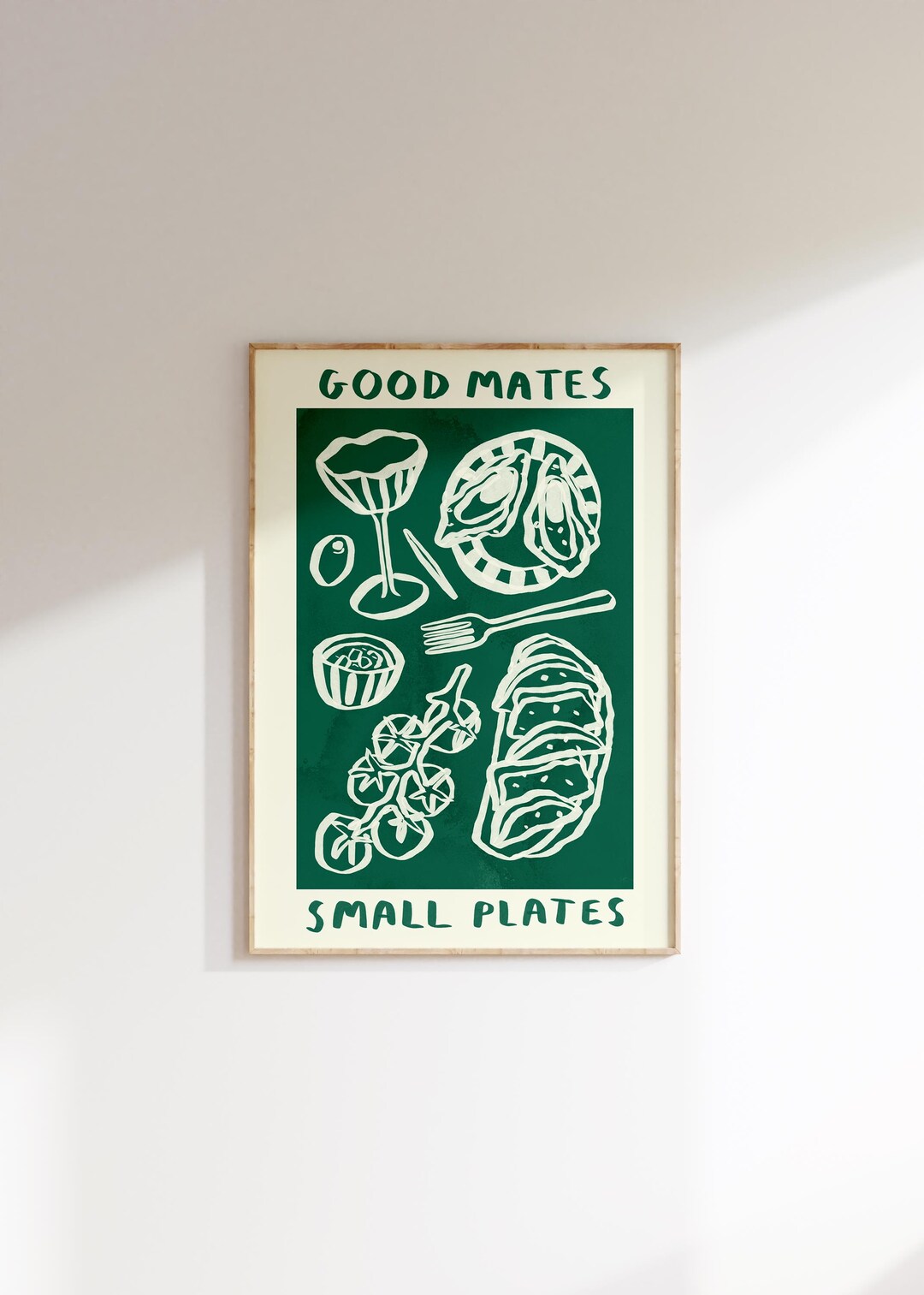 Good Mates and Small Plates Wall Print | Tapas Food and Drink Poster ...
