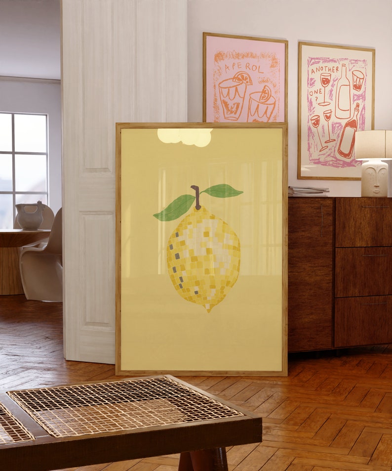 Digital Download Disco Lemon Wall Print Disco Ball Poster - Etsy