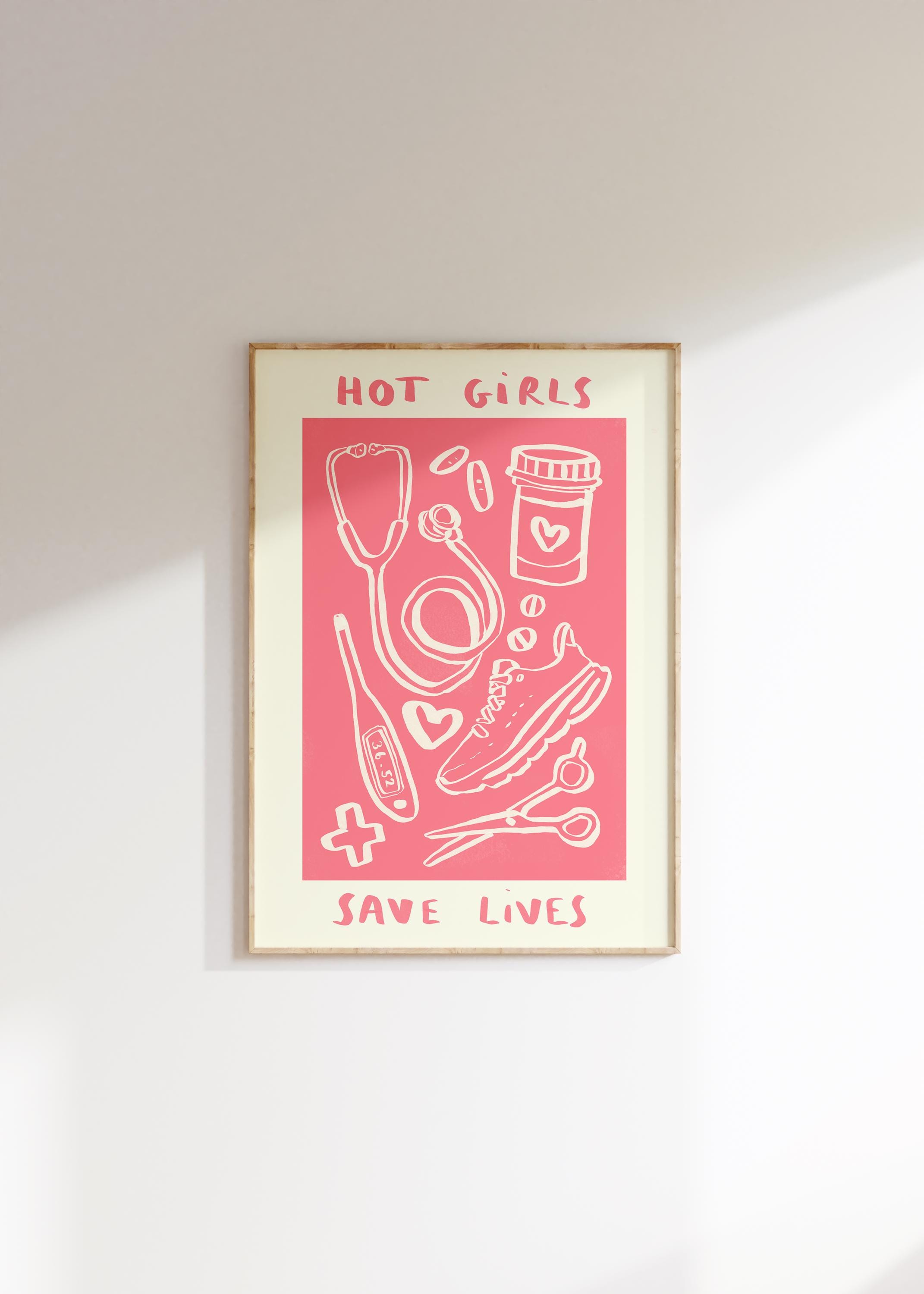 Hot Girls Save Lives Wall Print | Healthcare Illustration | NHS Poster ...
