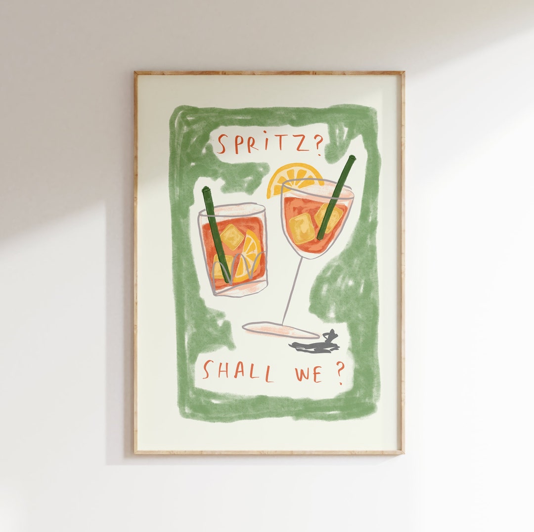 Aperol Spritz Wall Poster | Cocktail Wall Print | Drink Lover Poster ...