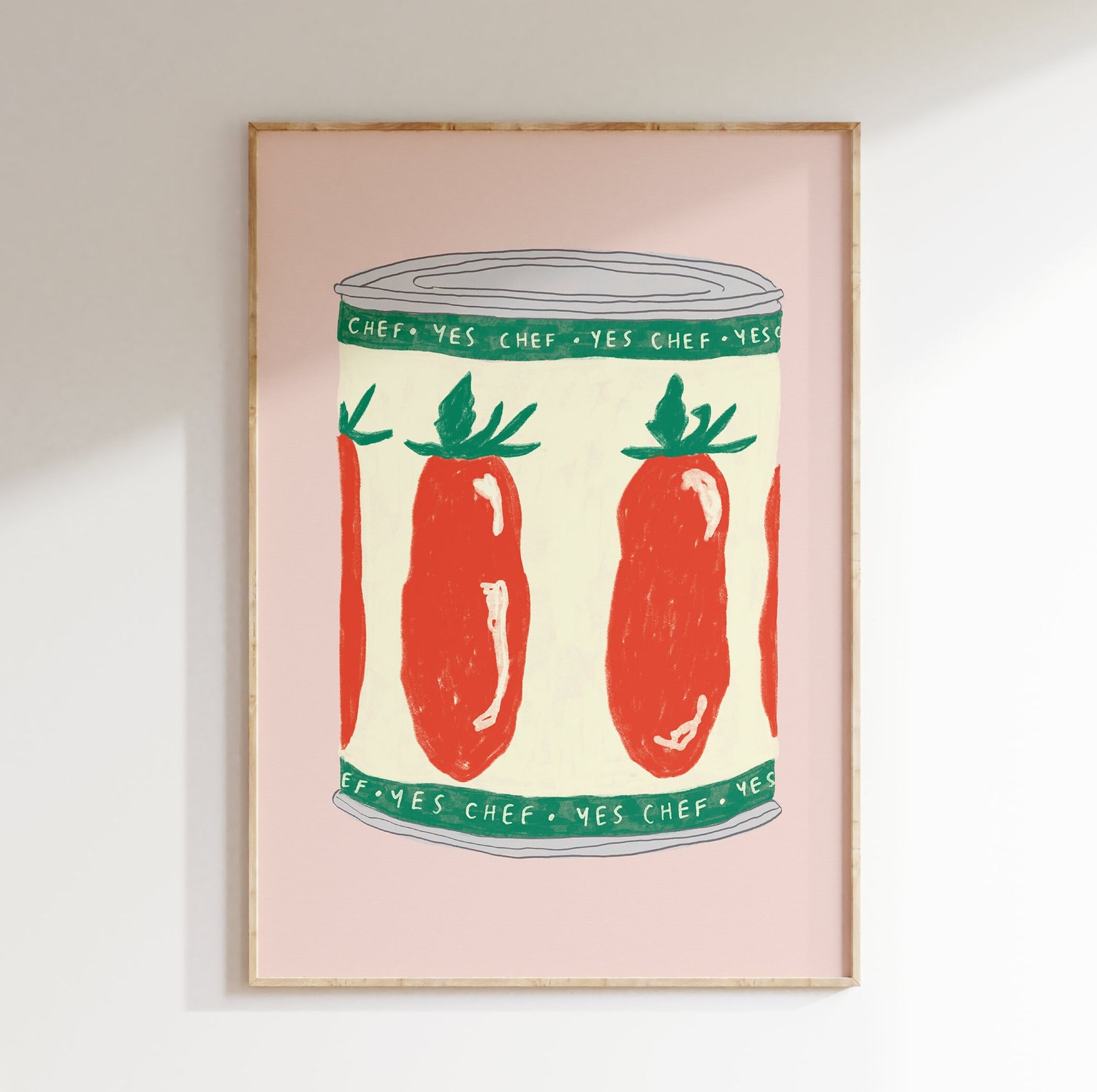 Digital Download Yes Chef Tinned Tomato Print | Tomato Illustration ...