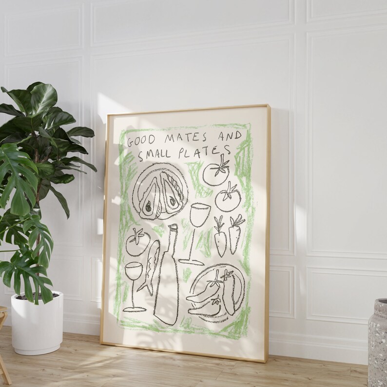 Digital Download Good Mates and Small Plates Wall Print | Food and ...
