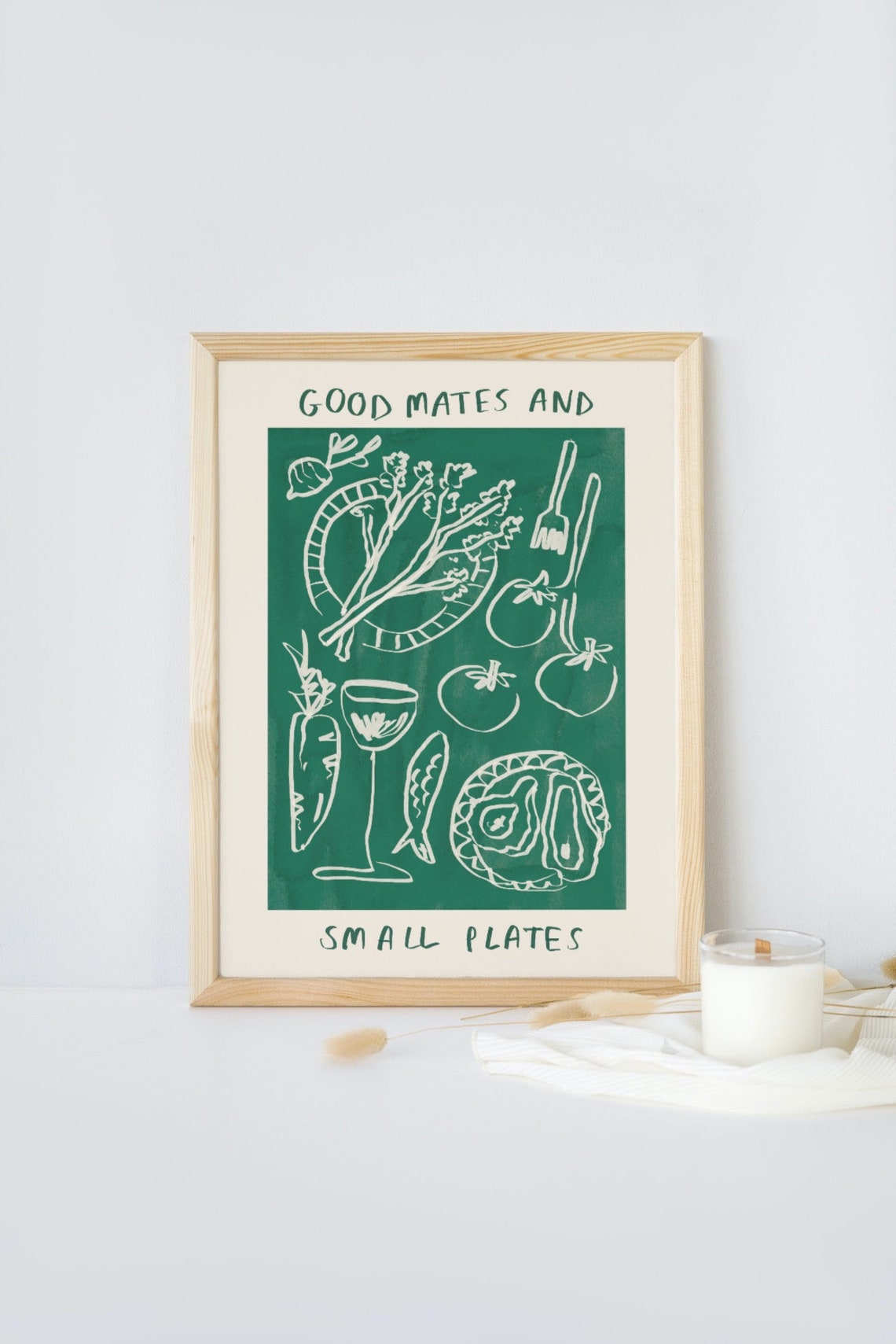 Good Mates and Small Plates Wall Print | Tapas Food and Drink Poster ...