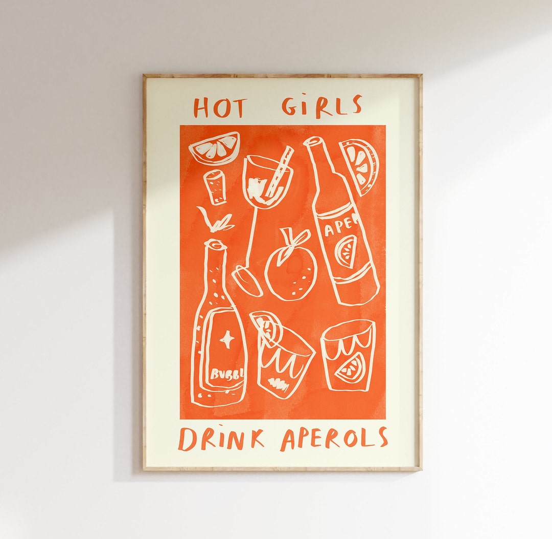 Hot Girls Drink Aperol Wall Print | Aperol Spritz Illustration | Drinks ...