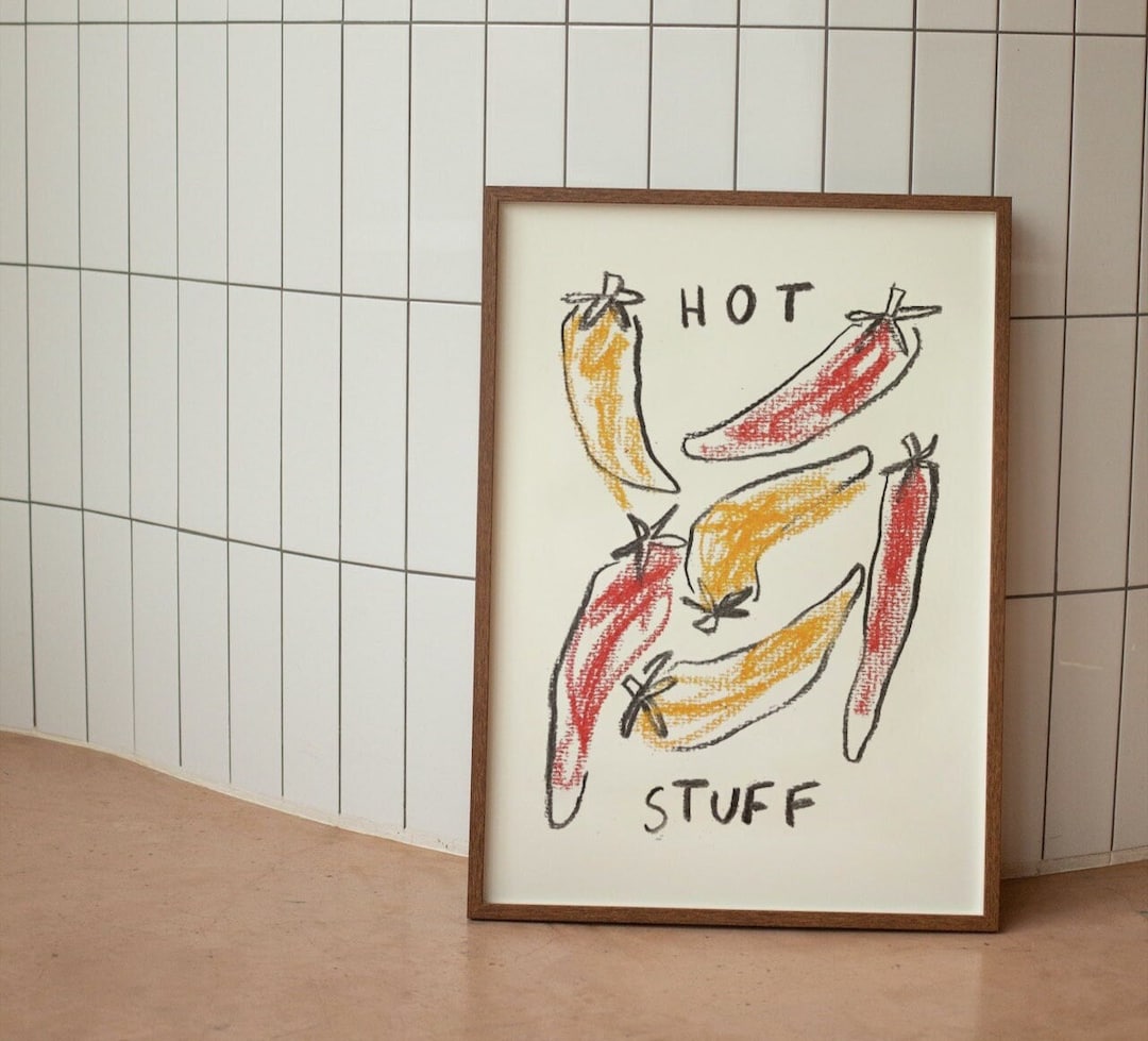 Digital Download Hot Stuff Chilli Pepper Print | Hot Chilli Wall Poster ...