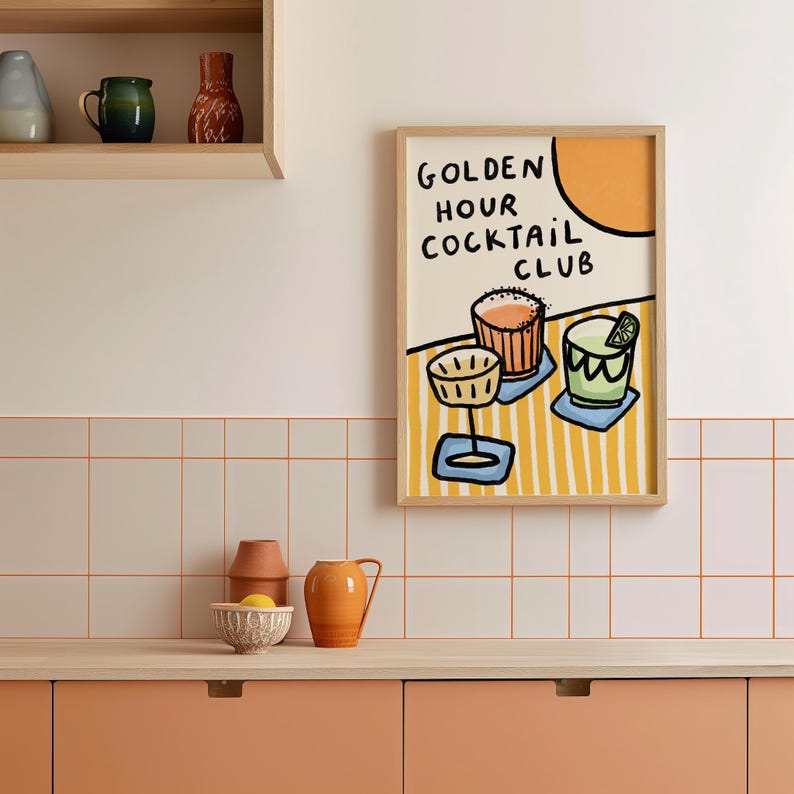 Digital Download Golden Hour Cocktail Club Wall Print | Summer Poster ...