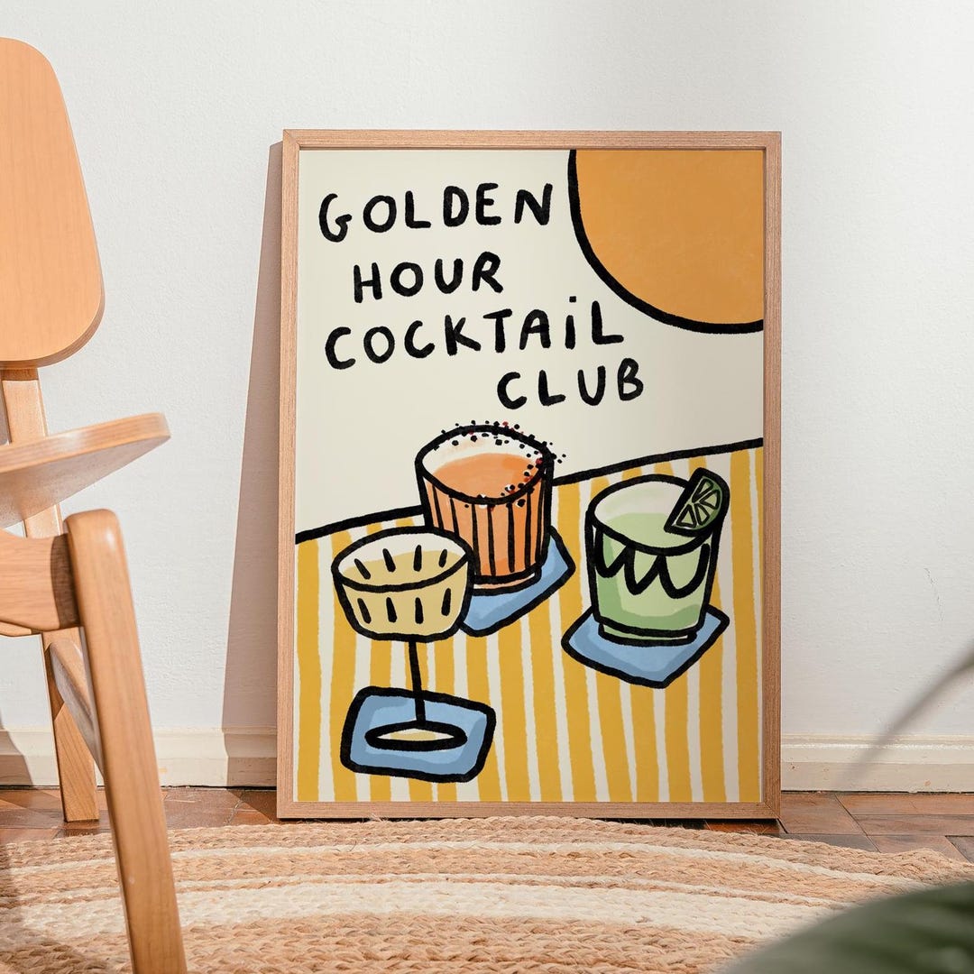 Digital Download Golden Hour Cocktail Club Wall Print | Summer Poster ...