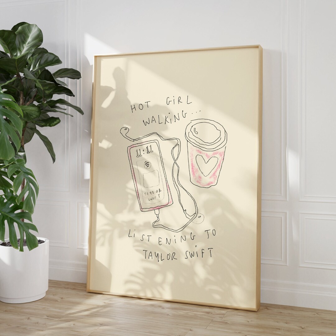 Hot Girl Walk Taylor Swift Wall Print Girl Wall Poster Illustrated Wall ...