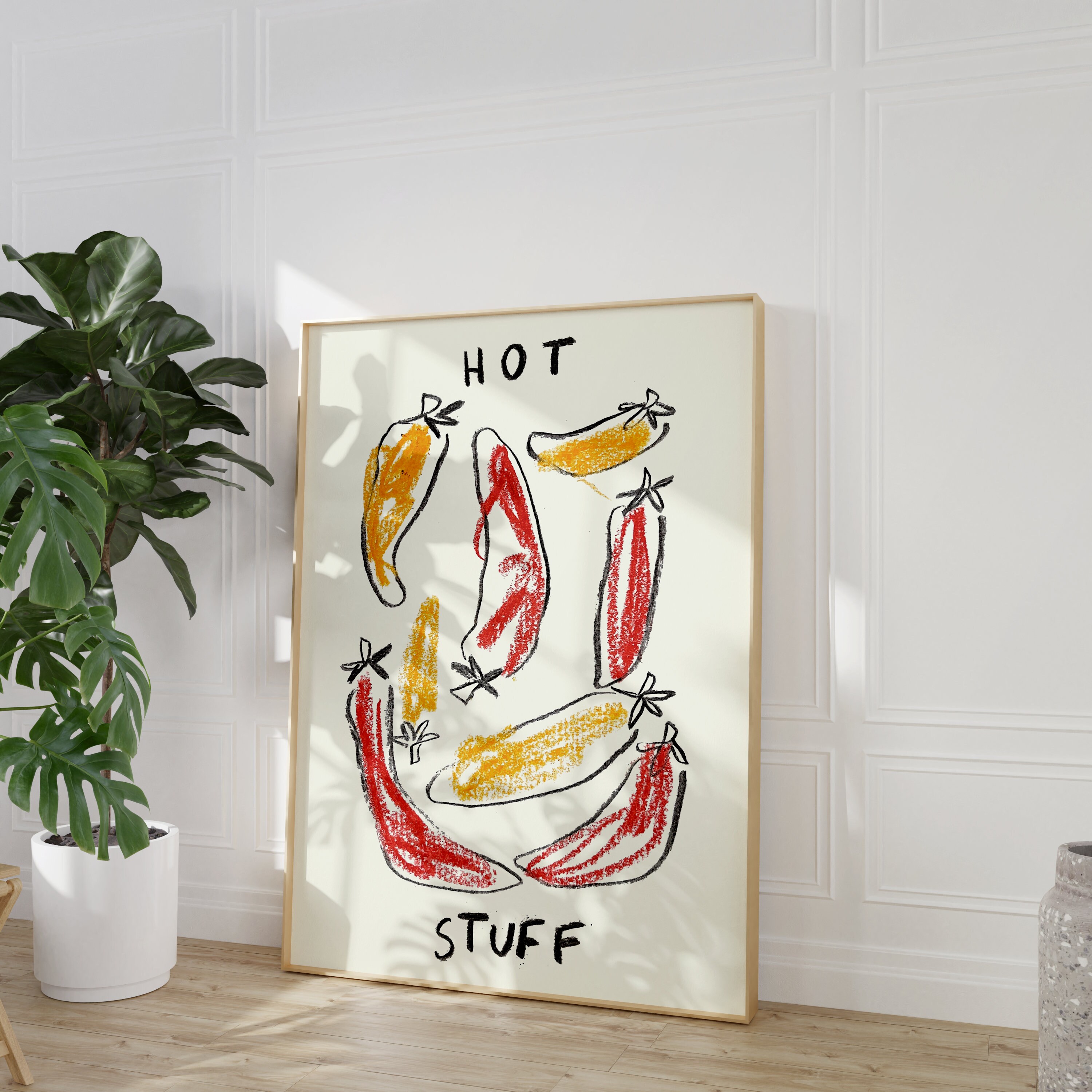 Digital Download Hot Stuff Chilli Pepper Print | Hot Chilli Wall Poster ...