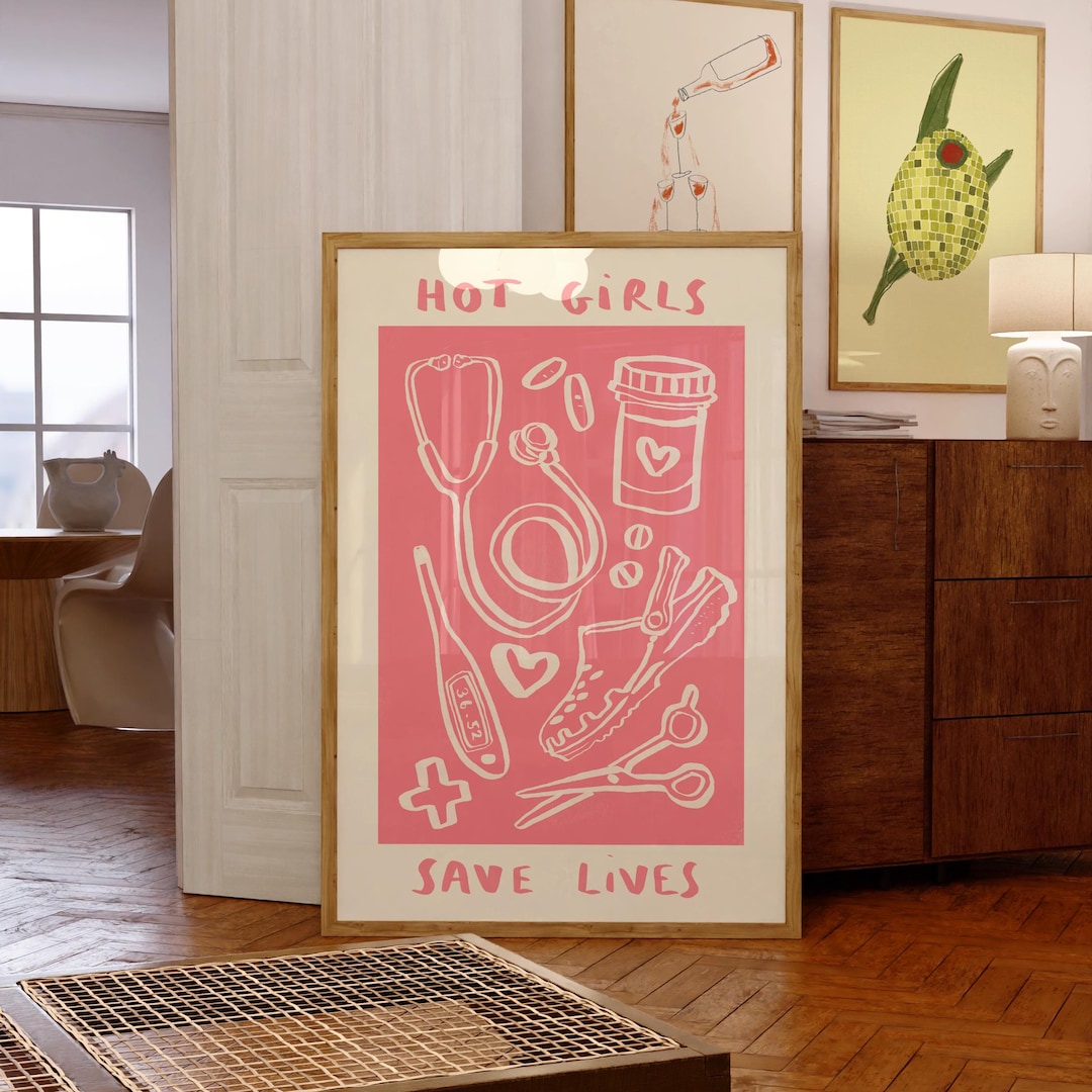 Digital Download Hot Girls Save Lives Pink Wall Print | Healthcare ...