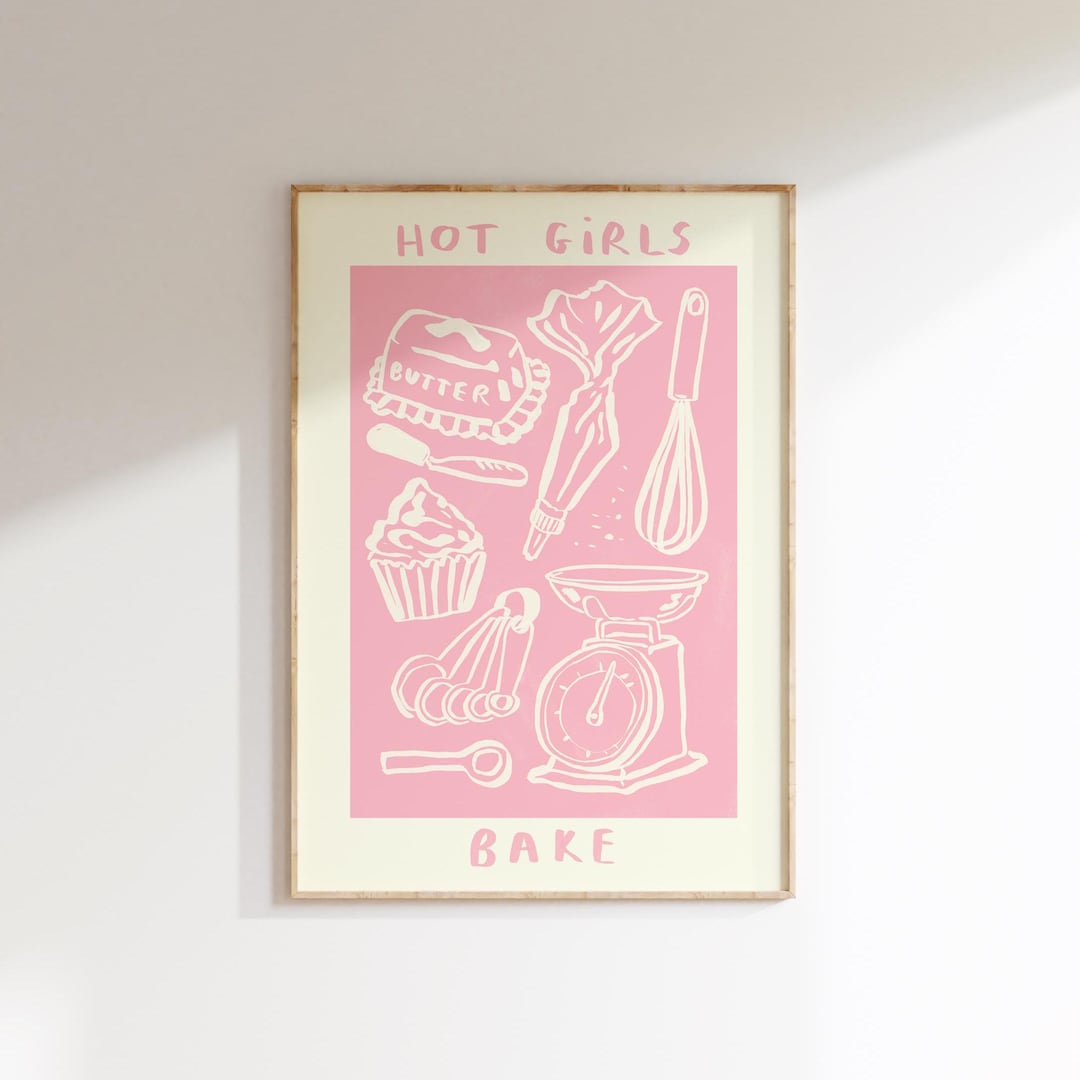 Digital Download Hot Girls Bake Wall Print | Baking Cake Lover | Chef ...
