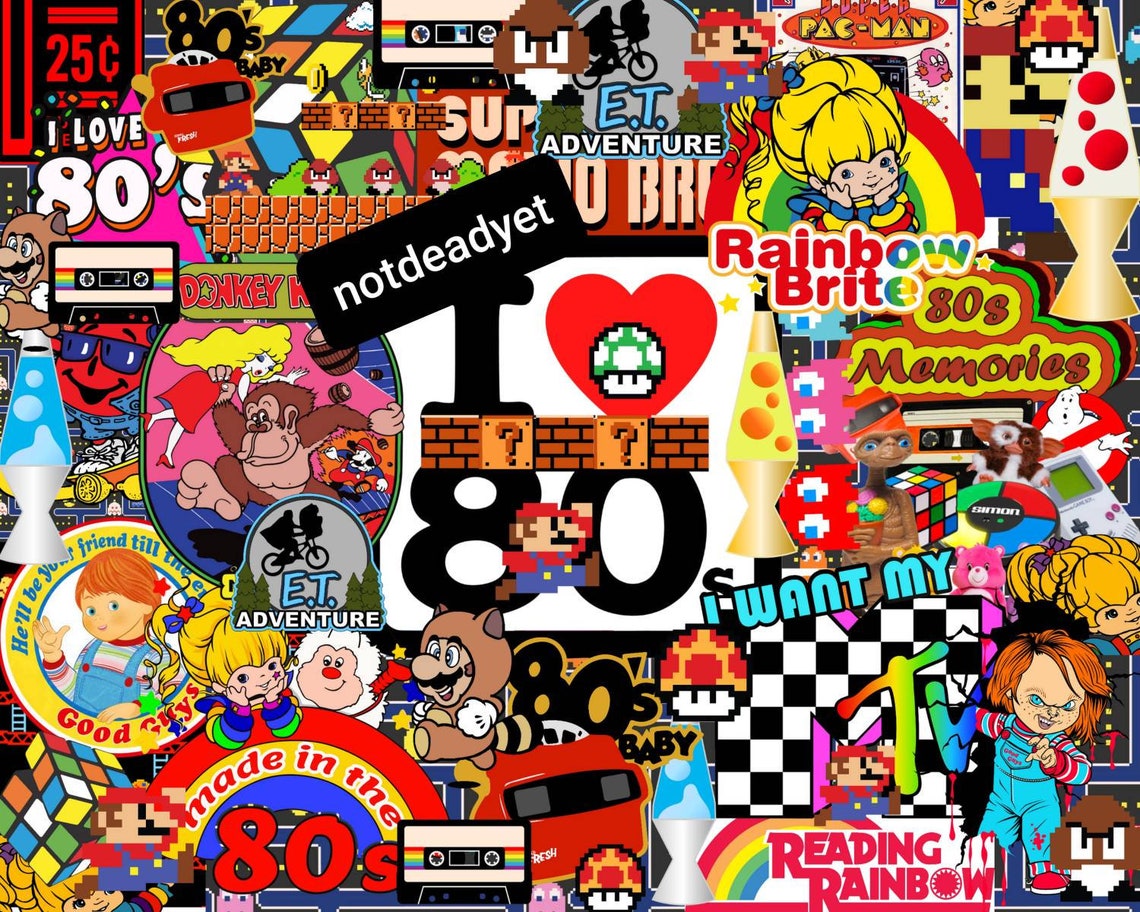 I love 80s collage png jpg pdf retro printable download | Etsy