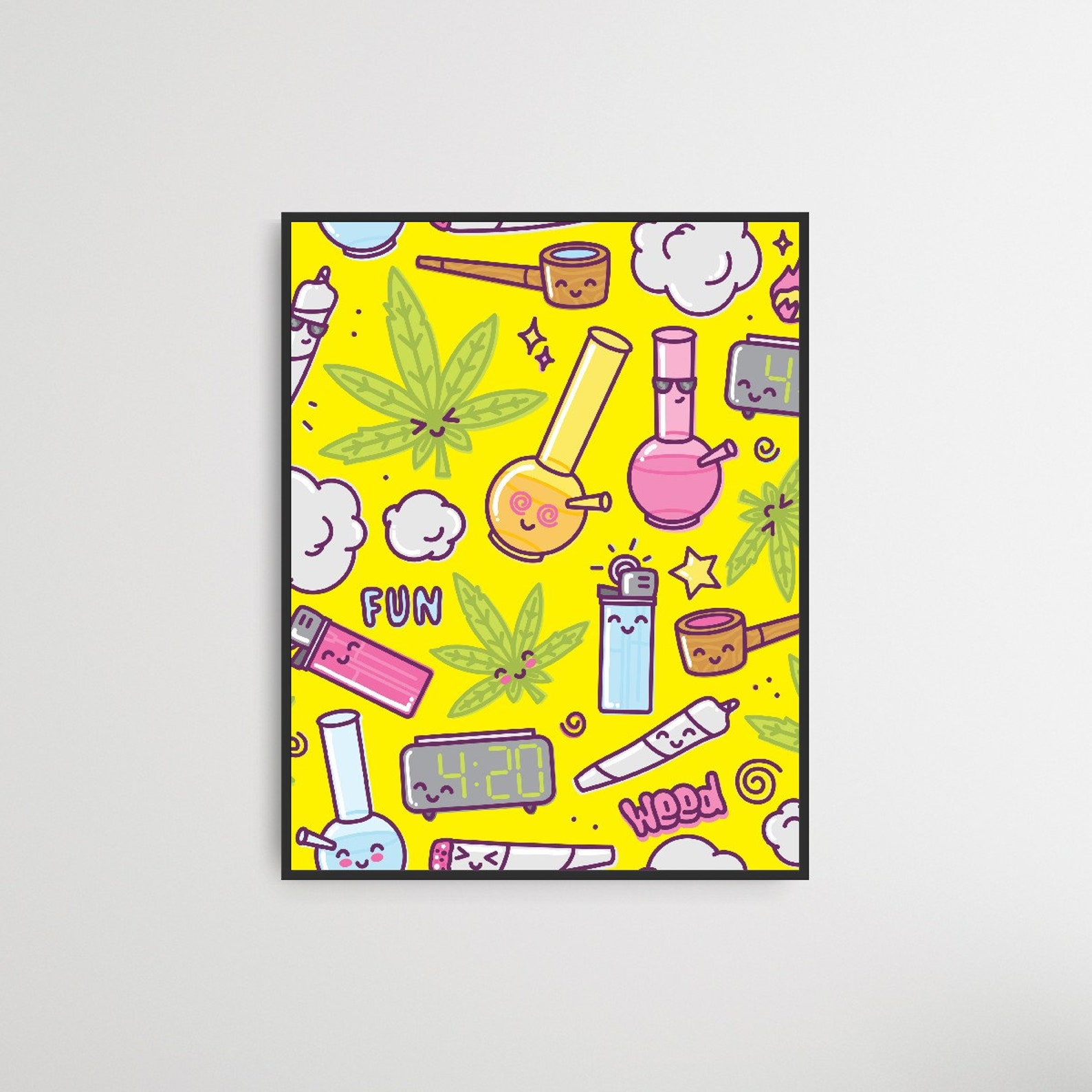 Cute kawaii weed marijuana printable download | Etsy