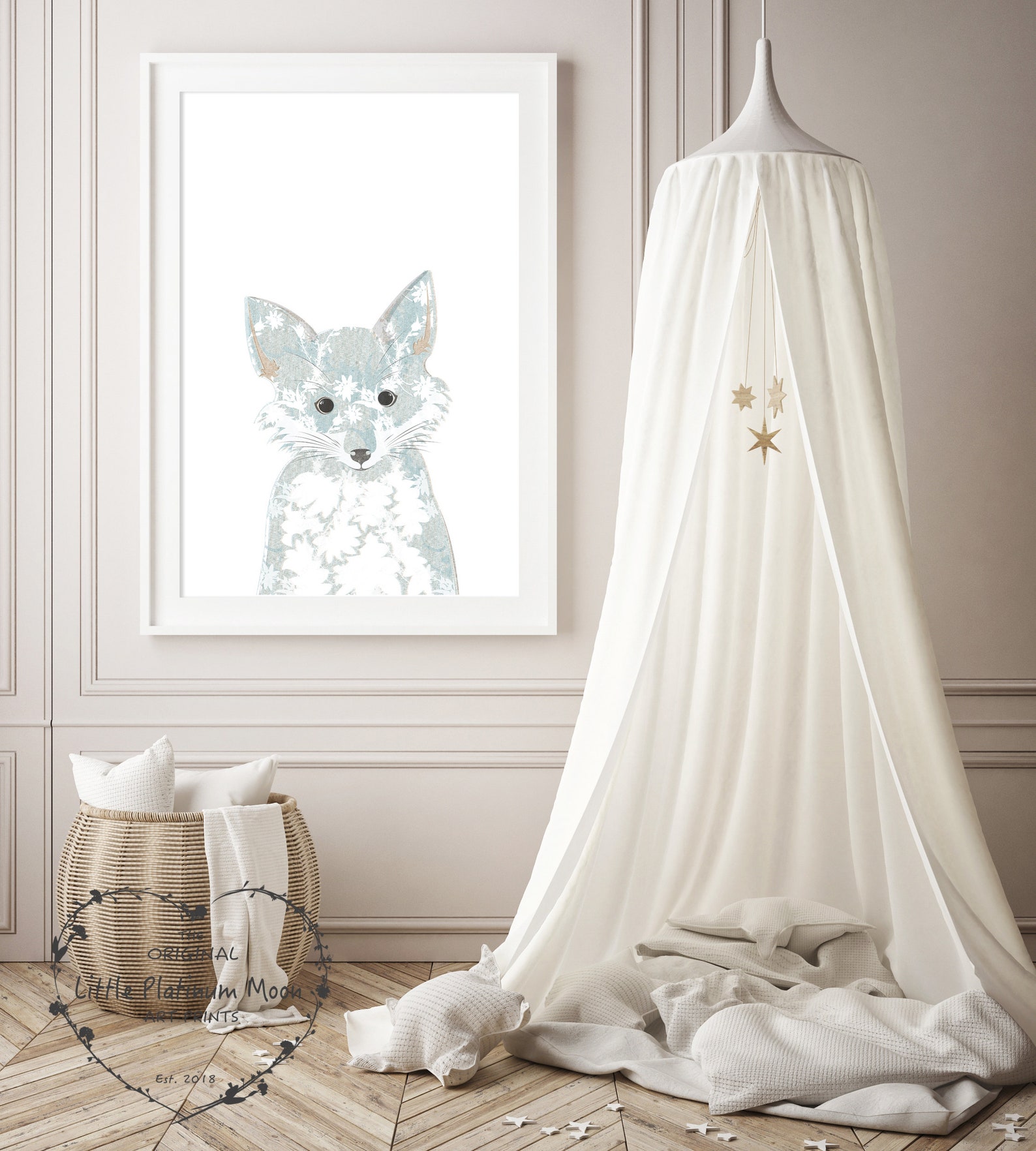Fox Printable Art, JPG Instant Downloadable Nursery Wall Art, Teal ...