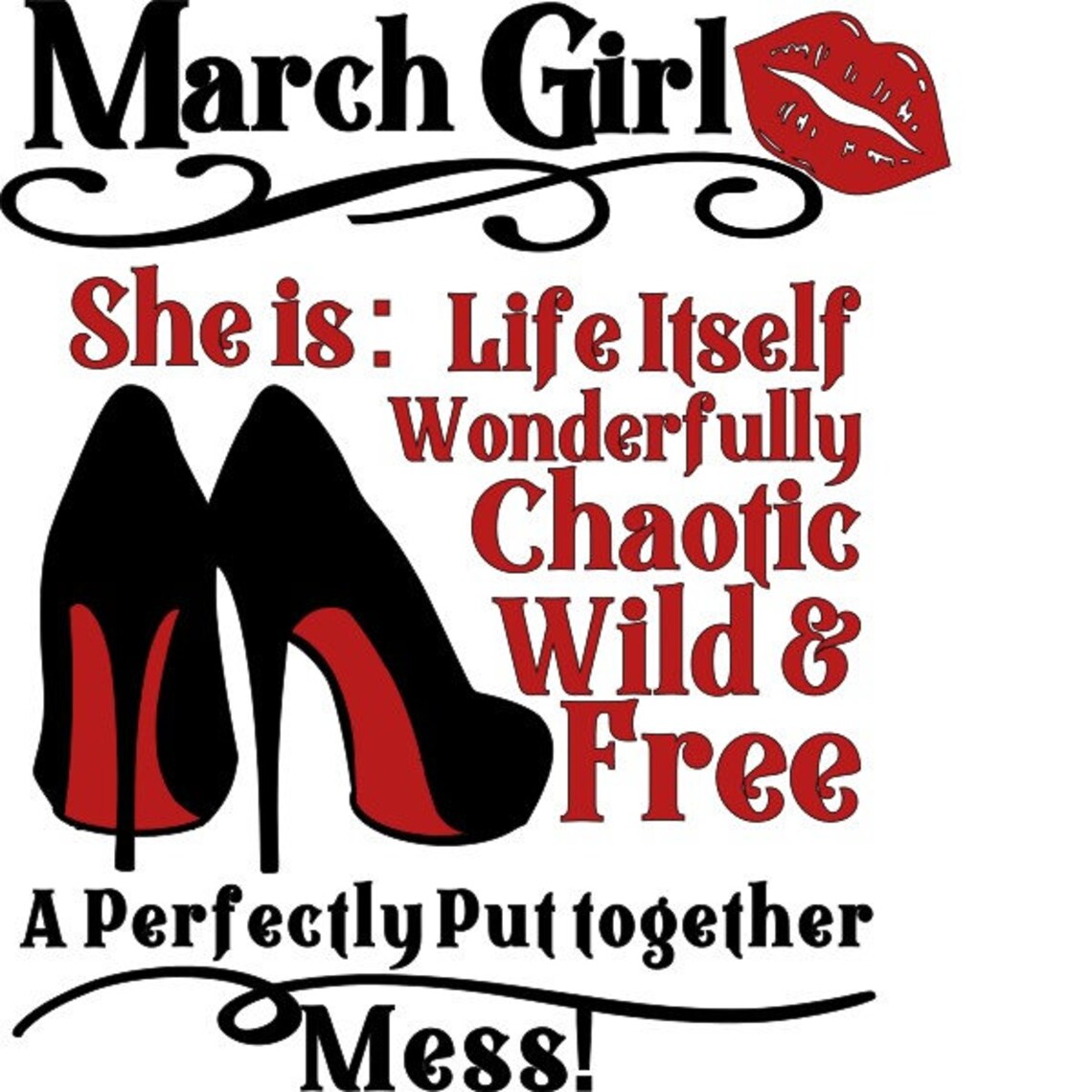 March Girl Birthday Month Design Etsy
