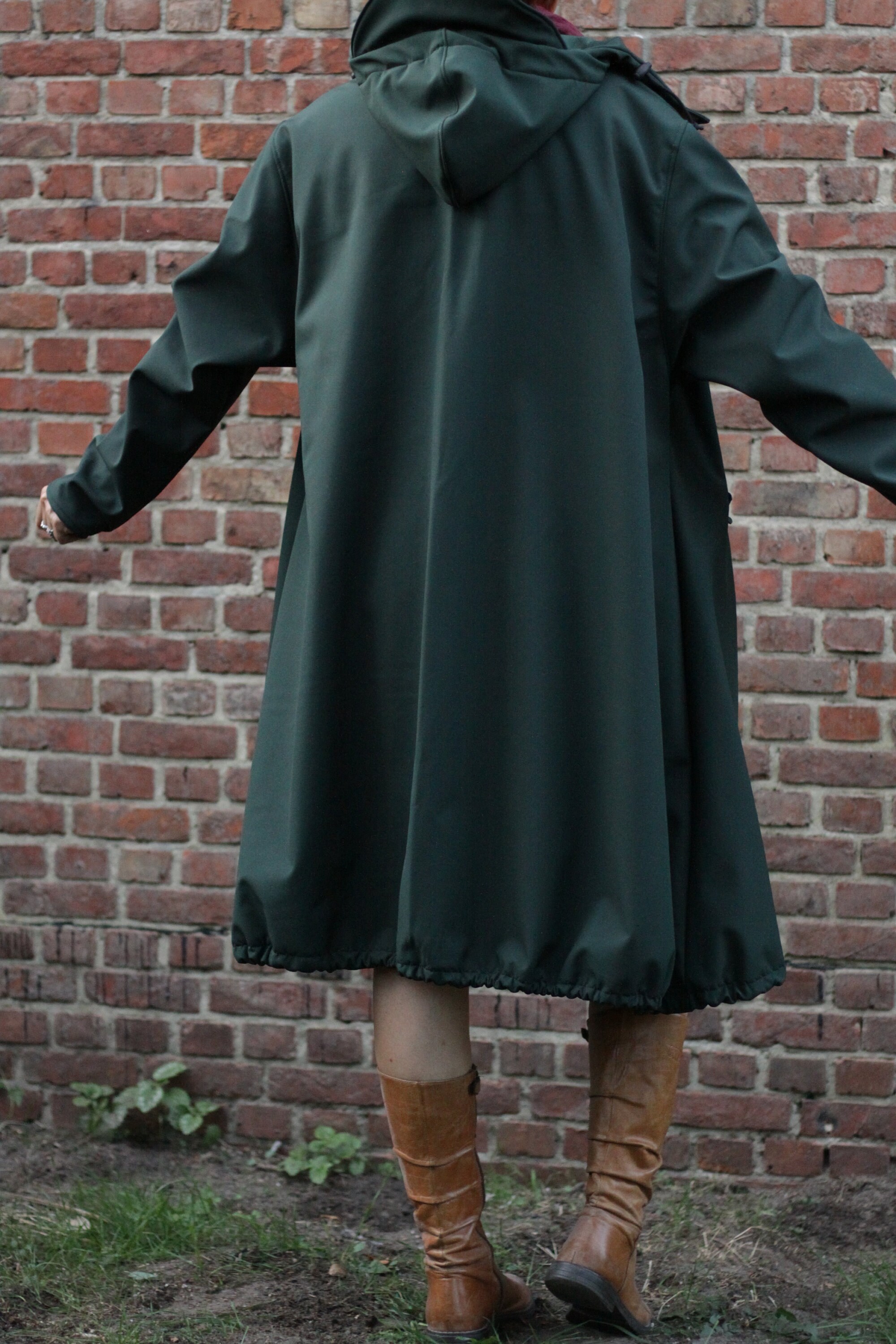 Dark Green Hooded Rainjacket Pelerina® woman Autumn/spring - Etsy