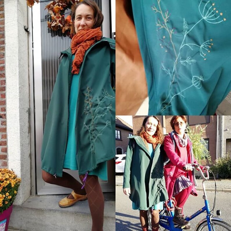 Dark Green Hooded Rainjacket Pelerina® woman Autumn/spring - Etsy