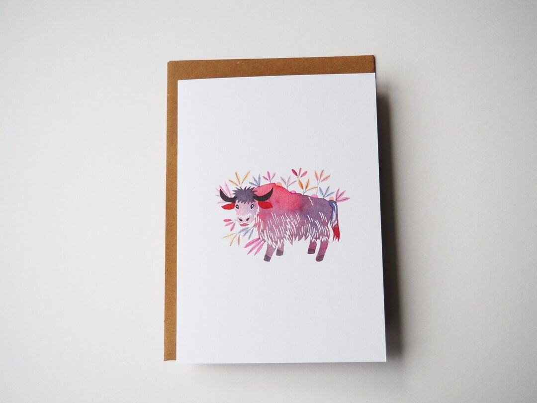 Yak Card Animal Illustration Greetings Card Animal Lovers - Etsy
