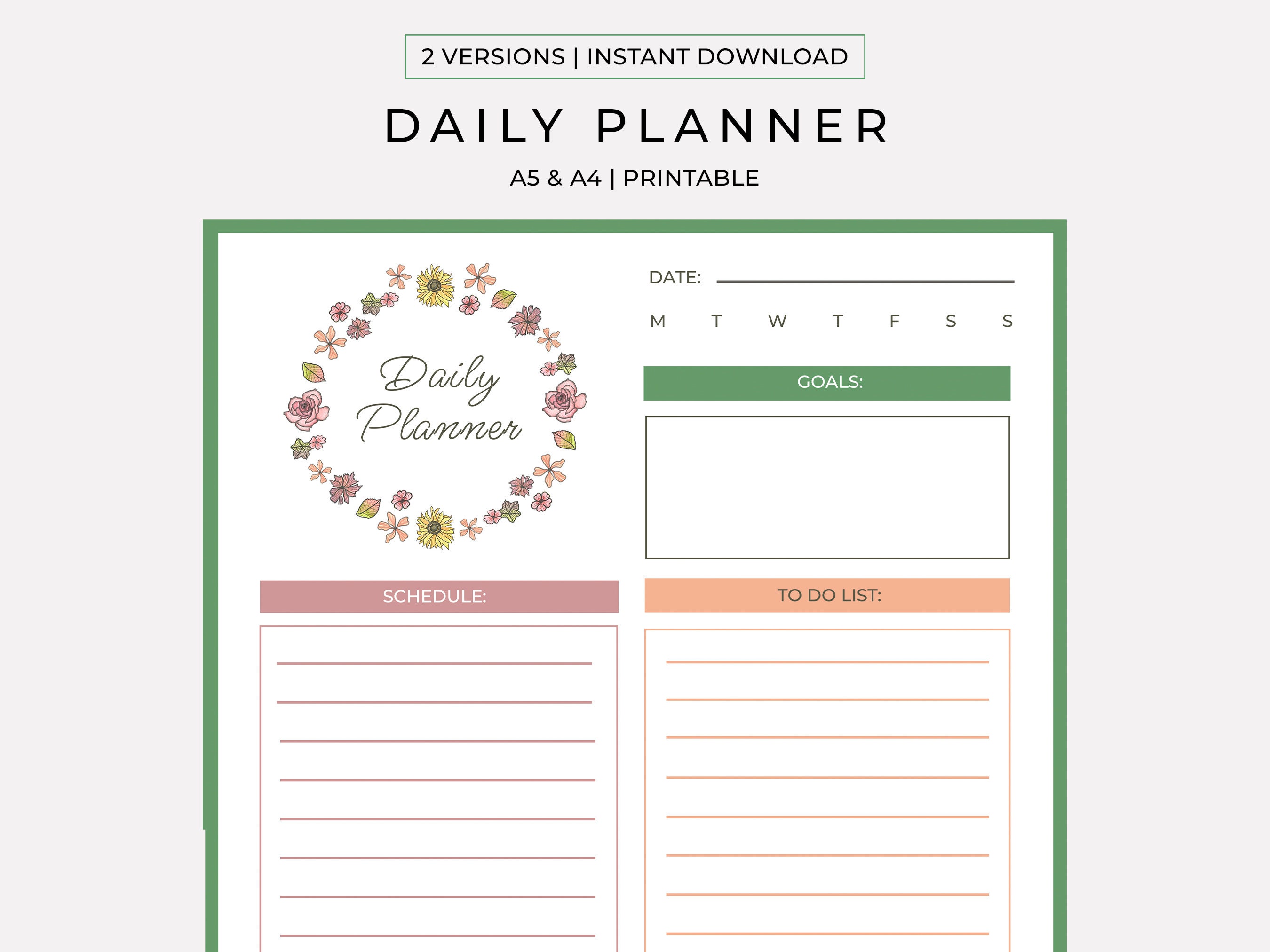 Printable Daily Planner, Printable Daily Planner Sheet, PDF Printable ...