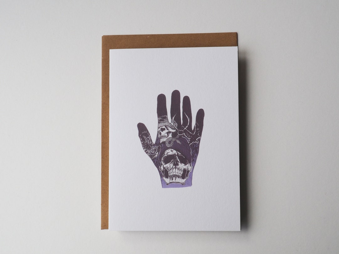 Purple Hades Hand Card, Mythology Illustration, Screen Print Art ...