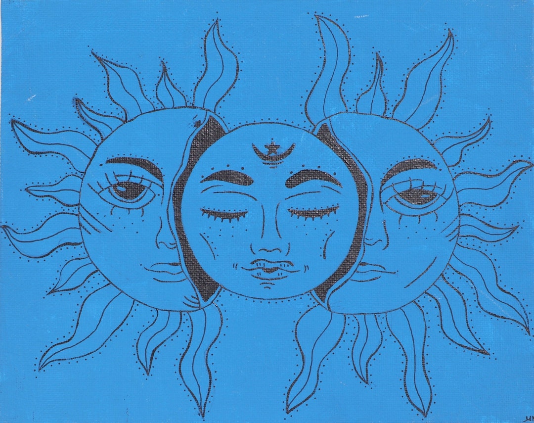 DIGITAL Sun and Moon Art Print - Etsy