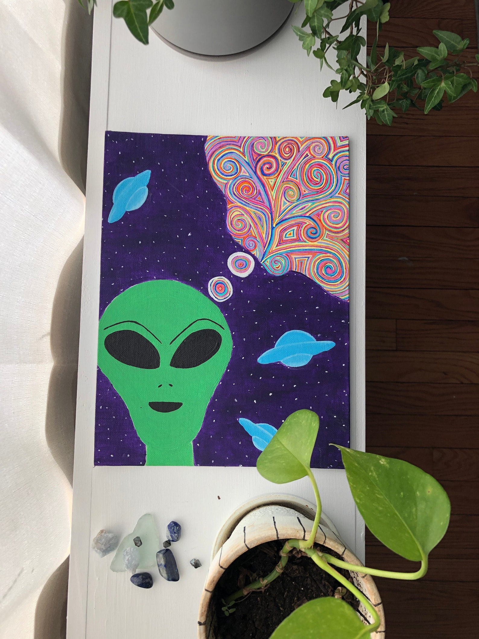 Original Alien Acrylic Painting - Etsy