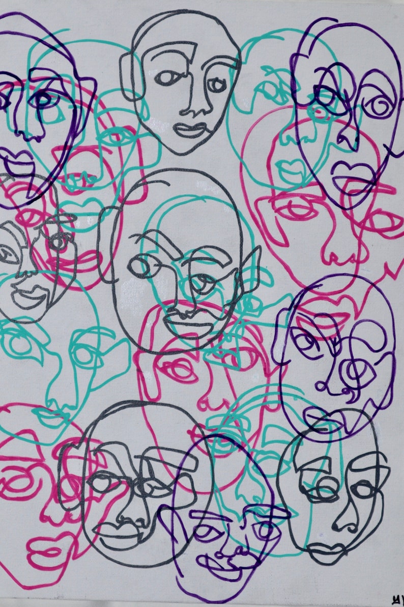 DIGITAL Colorful Line Face Art Print - Etsy