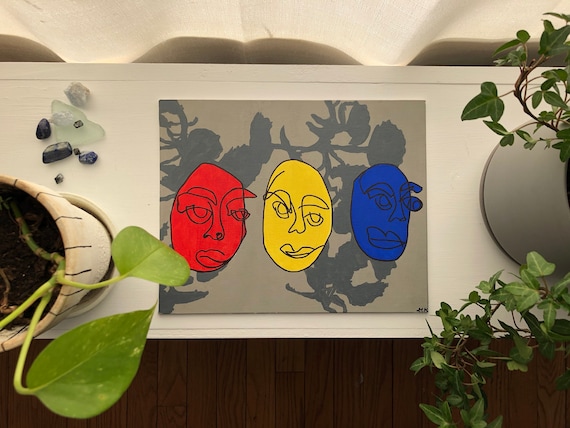 Original Face Acrylic Painting | Etsy