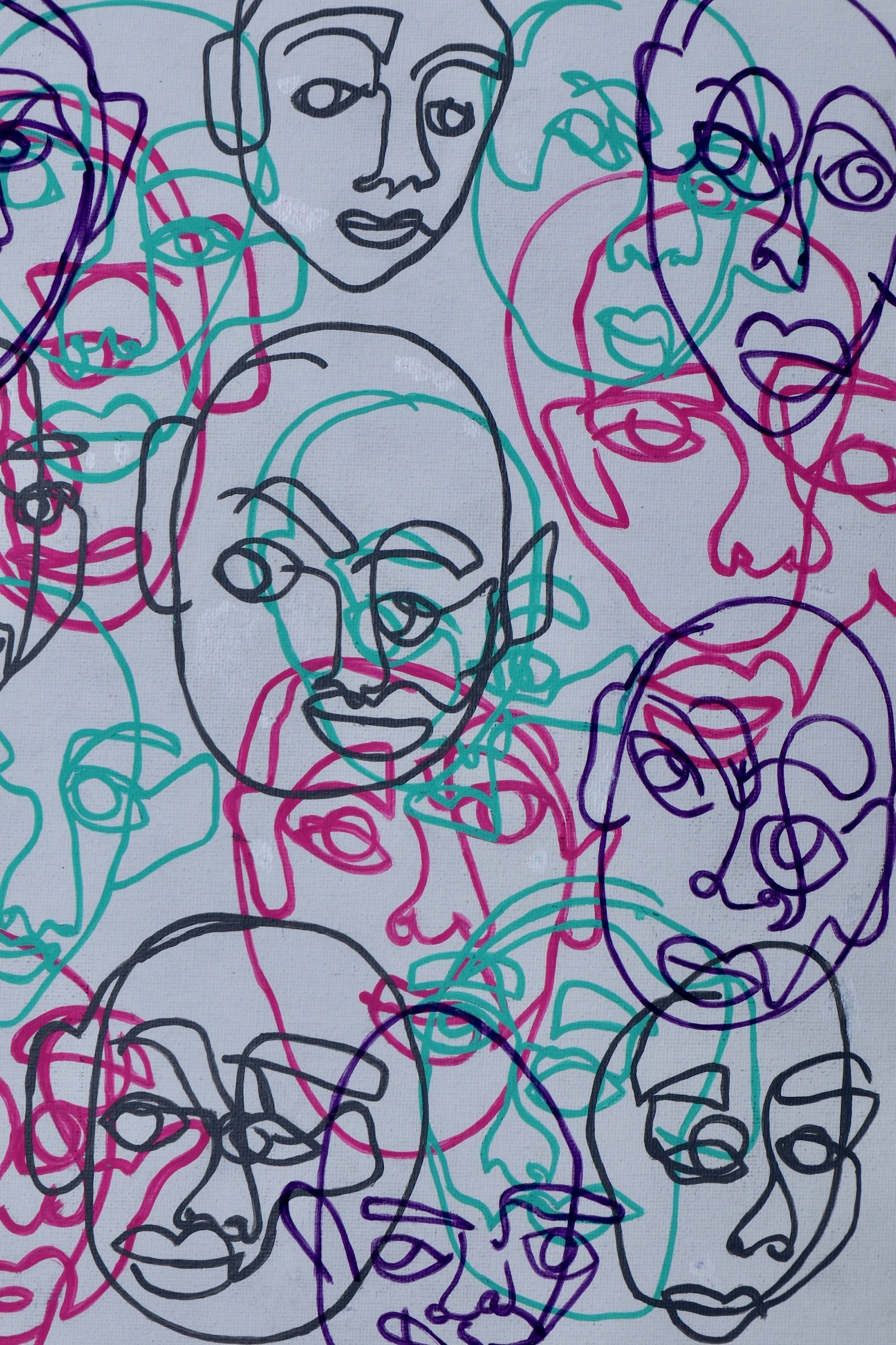 DIGITAL Colorful Line Face Art Print - Etsy