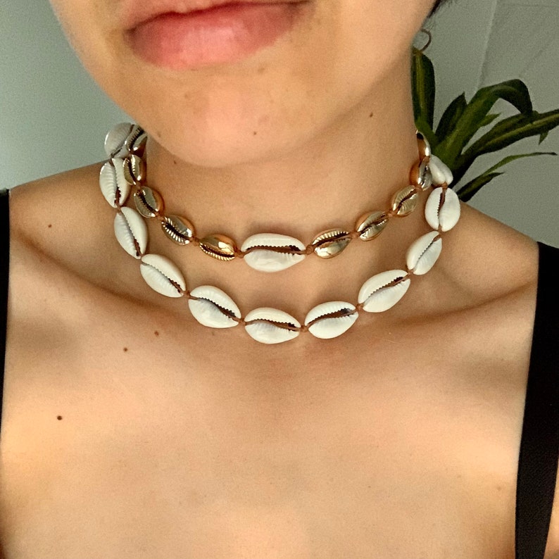 Cowrie Shell Choker Natural Cowry Shell Necklace Shell Etsy