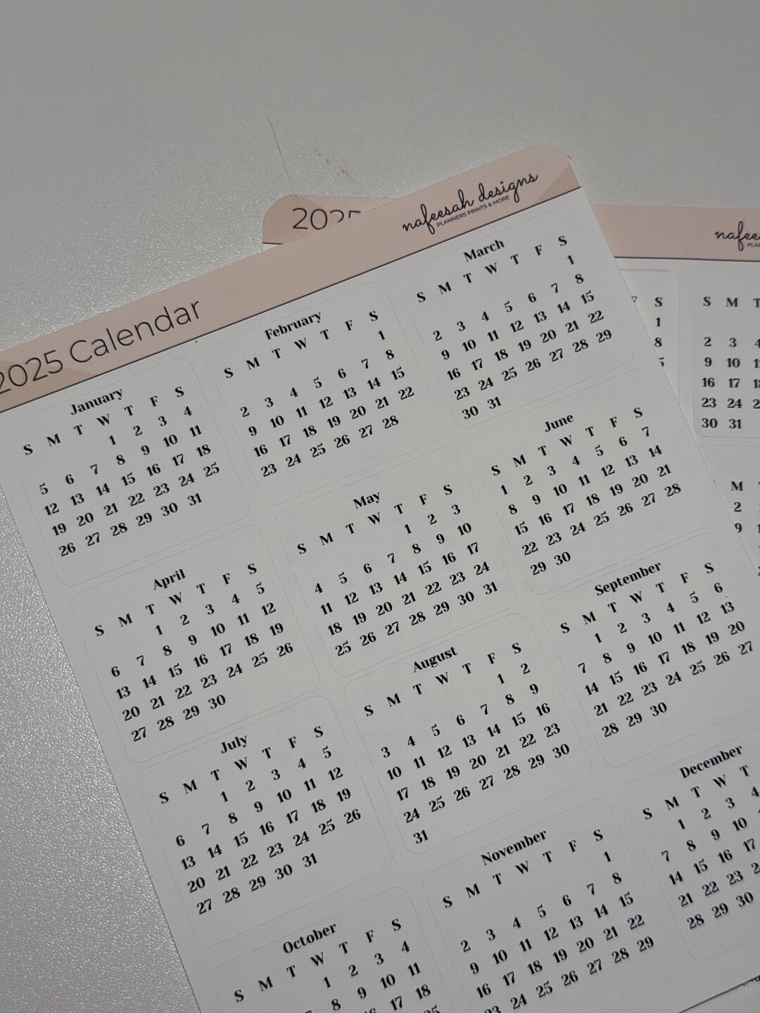 2025 Mini Monthly Calendar Matte Finish Sticker Sheet Journal Calendar ...