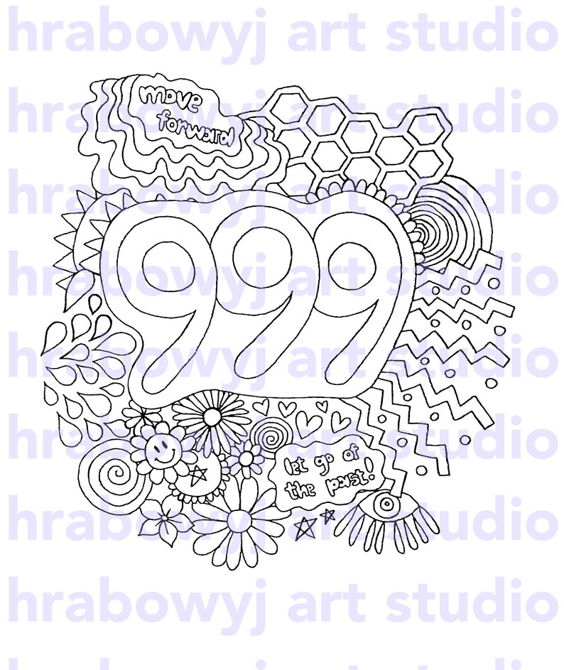 999 Coloring Page Angel Numbers Adult Coloring - Etsy New Zealand