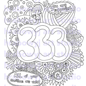 333 Coloring Page Angel Numbers Adult Coloring - Etsy
